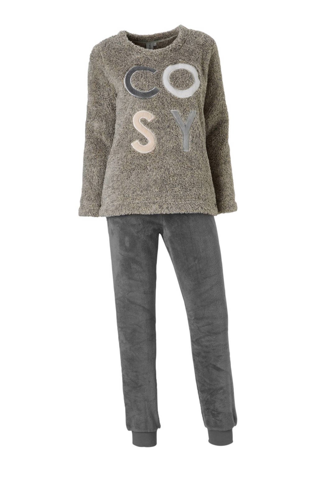 Rebelle teddy huispak grijs mêlee | wehkamp