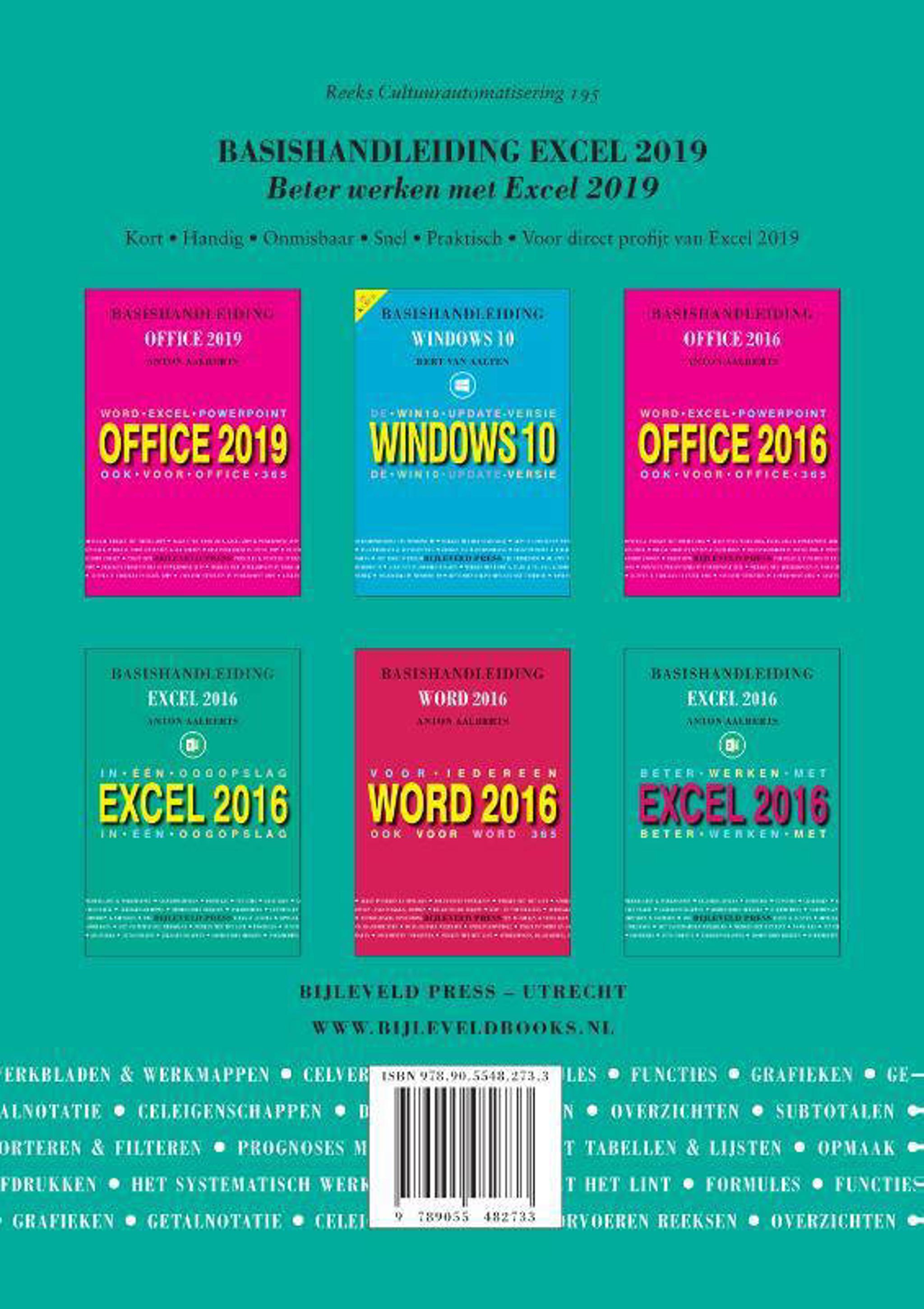 Anton Aalberts Basishandleiding beter werken met excel 2019 | wehkamp