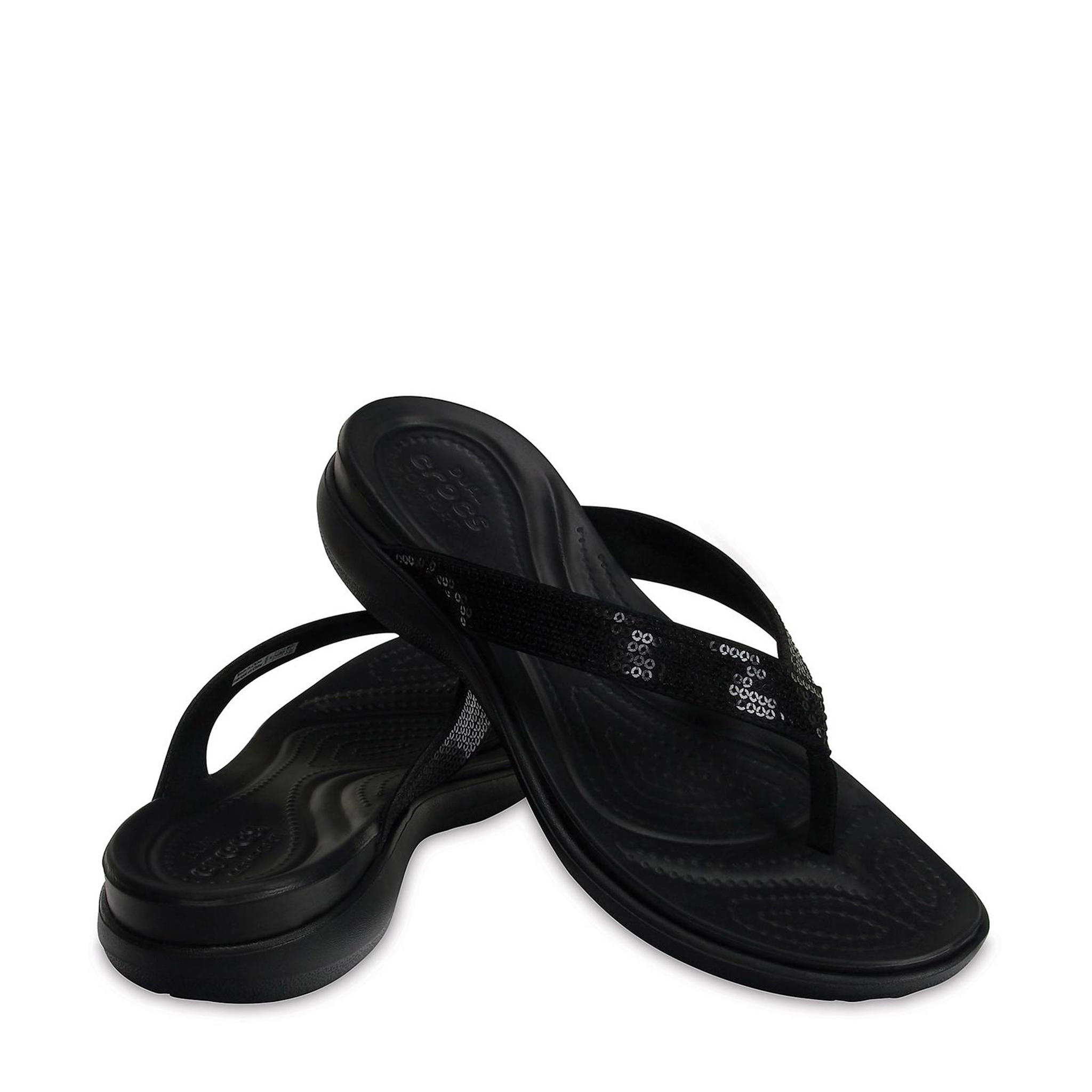 Crocs Capri Sequin teenslippers zwart | wehkamp