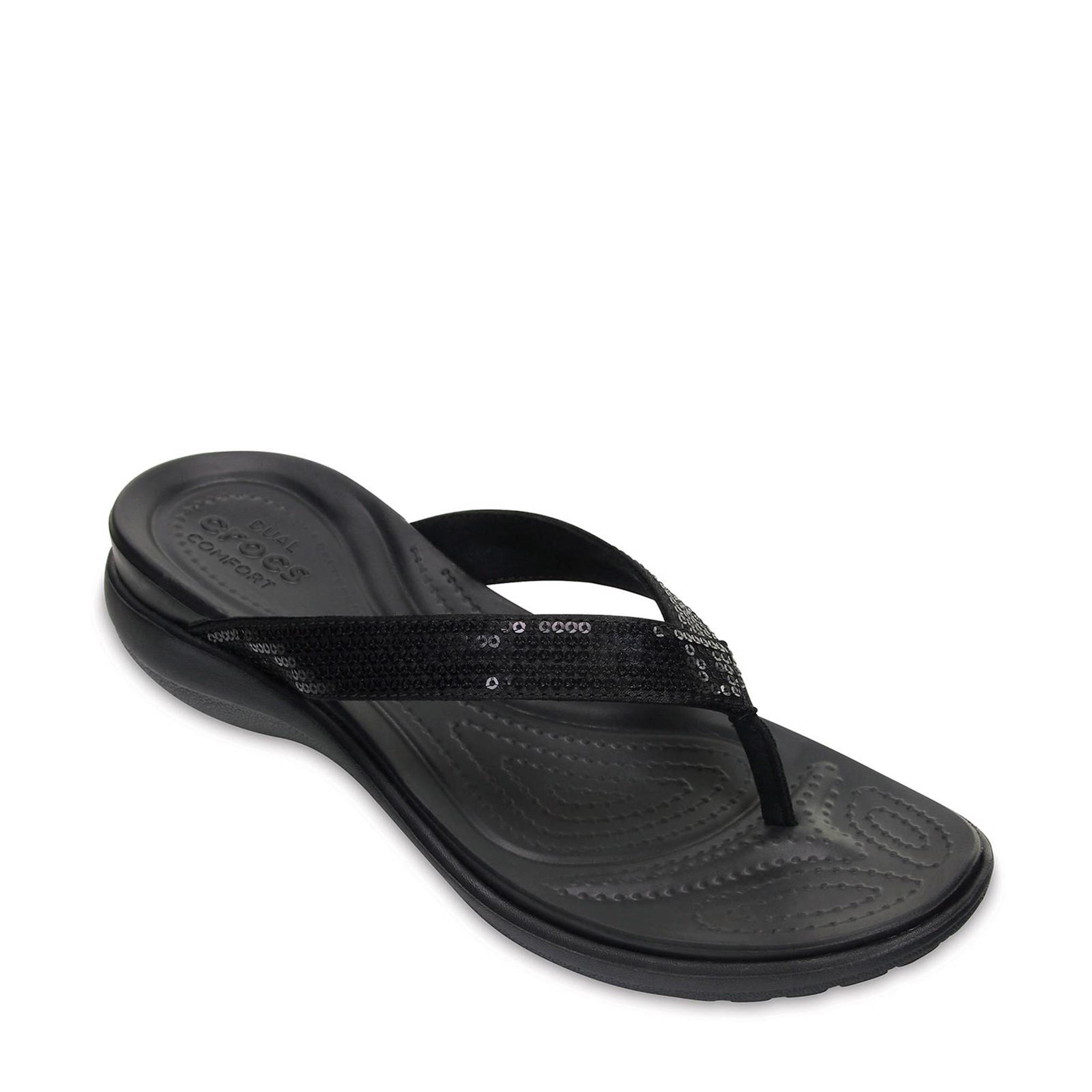 Crocs Capri Sequin teenslippers zwart | wehkamp