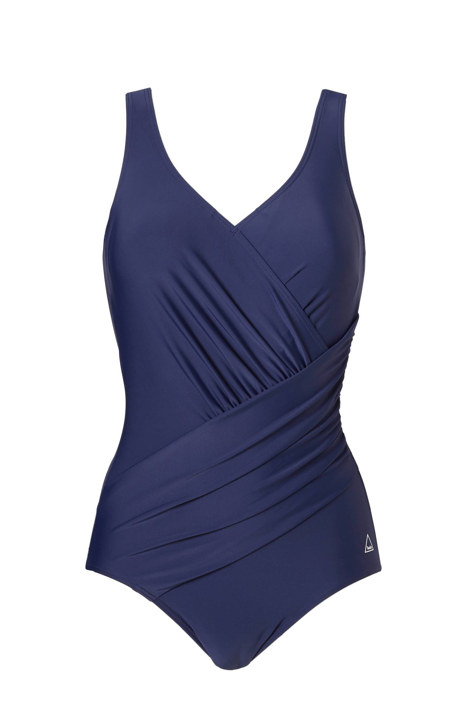 Tweka corrigerende badpak met plooien blauw | wehkamp