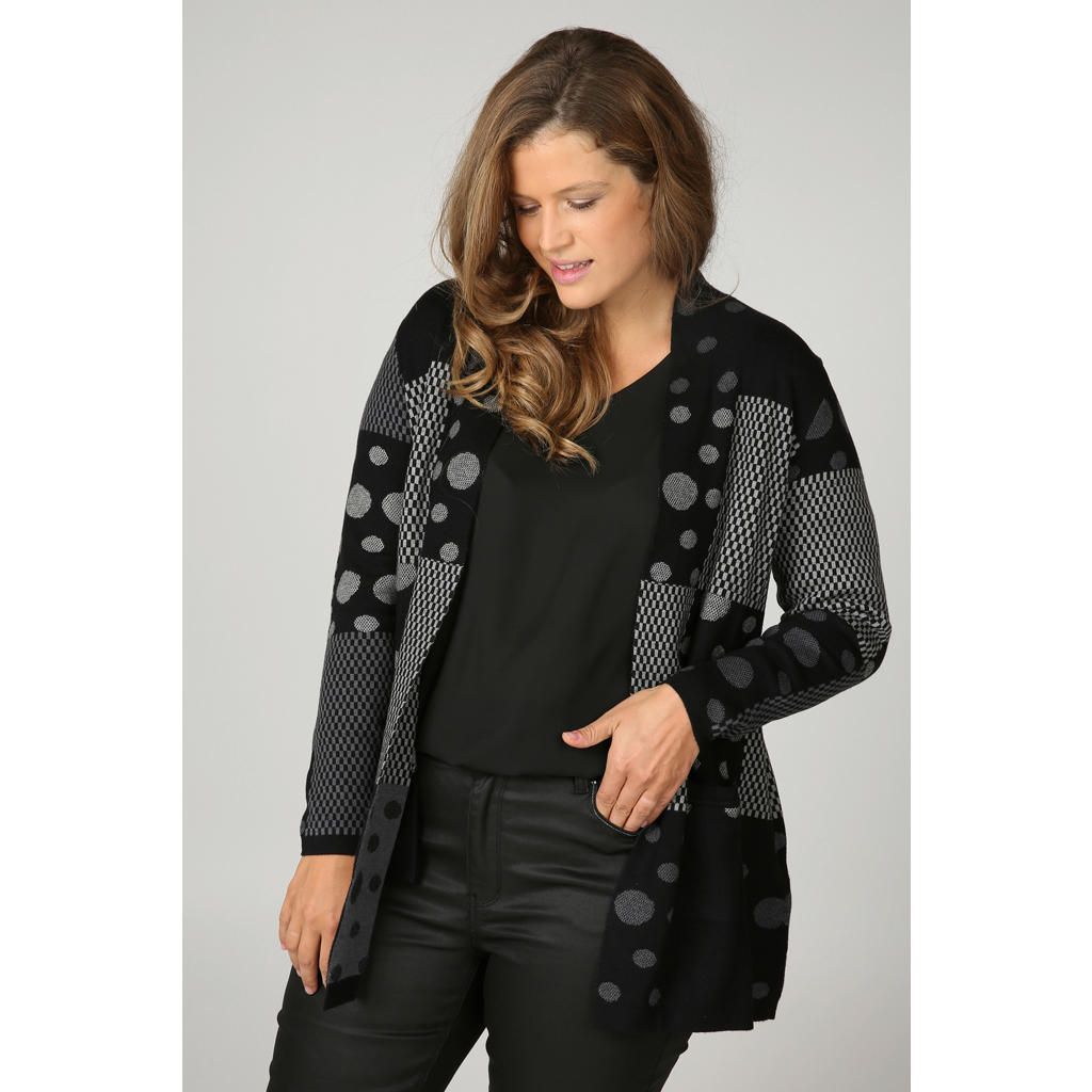 Paprika vest met ruiten en stippen zwart | wehkamp