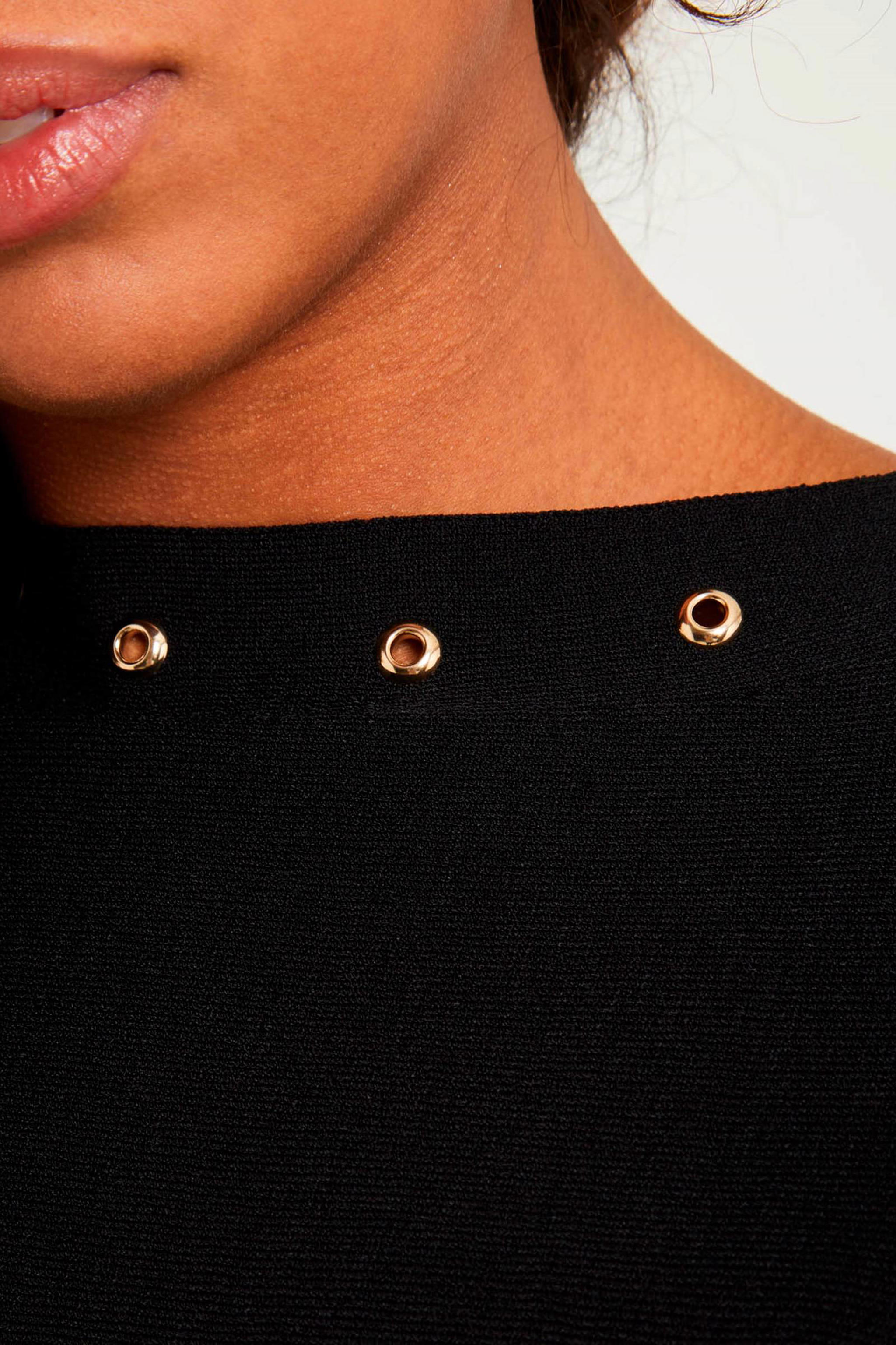 Morgan sweater met eyelets zwart | wehkamp