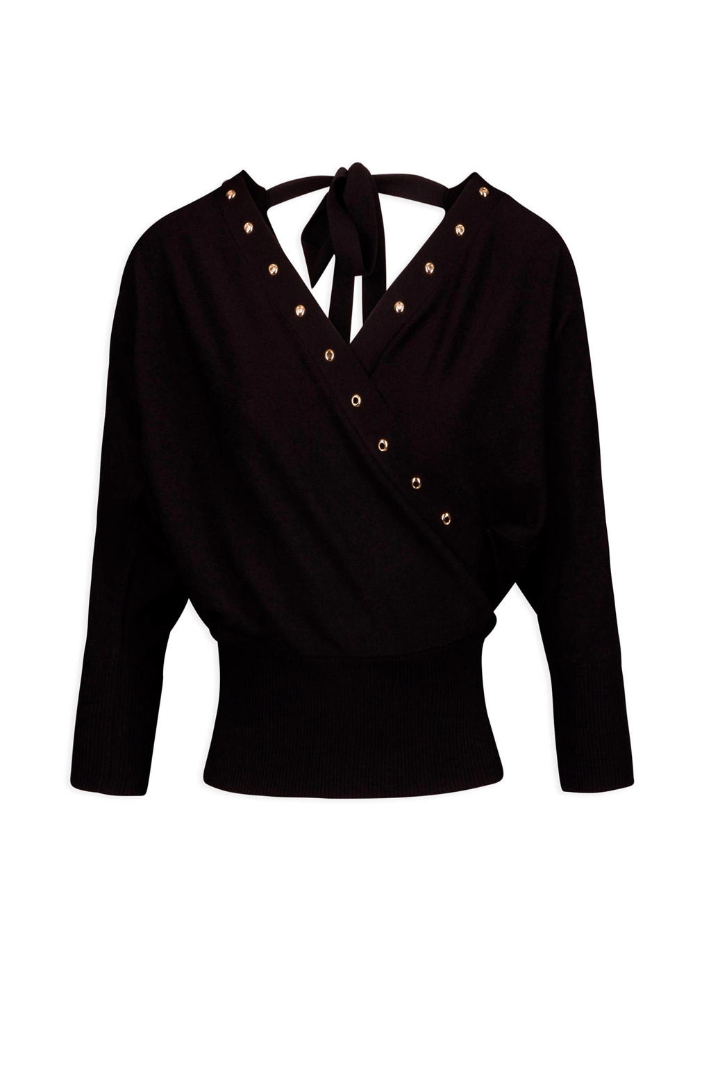Morgan sweater met eyelets zwart | wehkamp