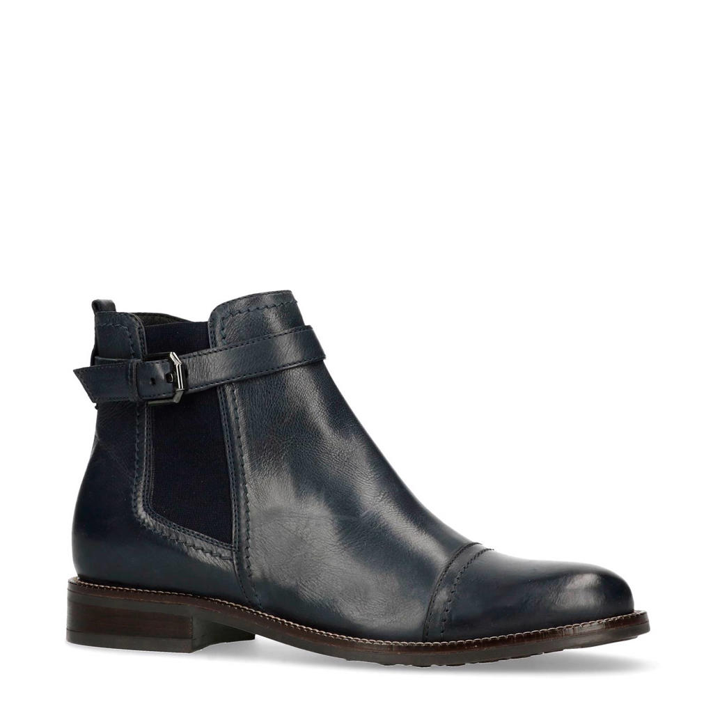 Manfield leren chelsea boots met siergesp blauw | wehkamp