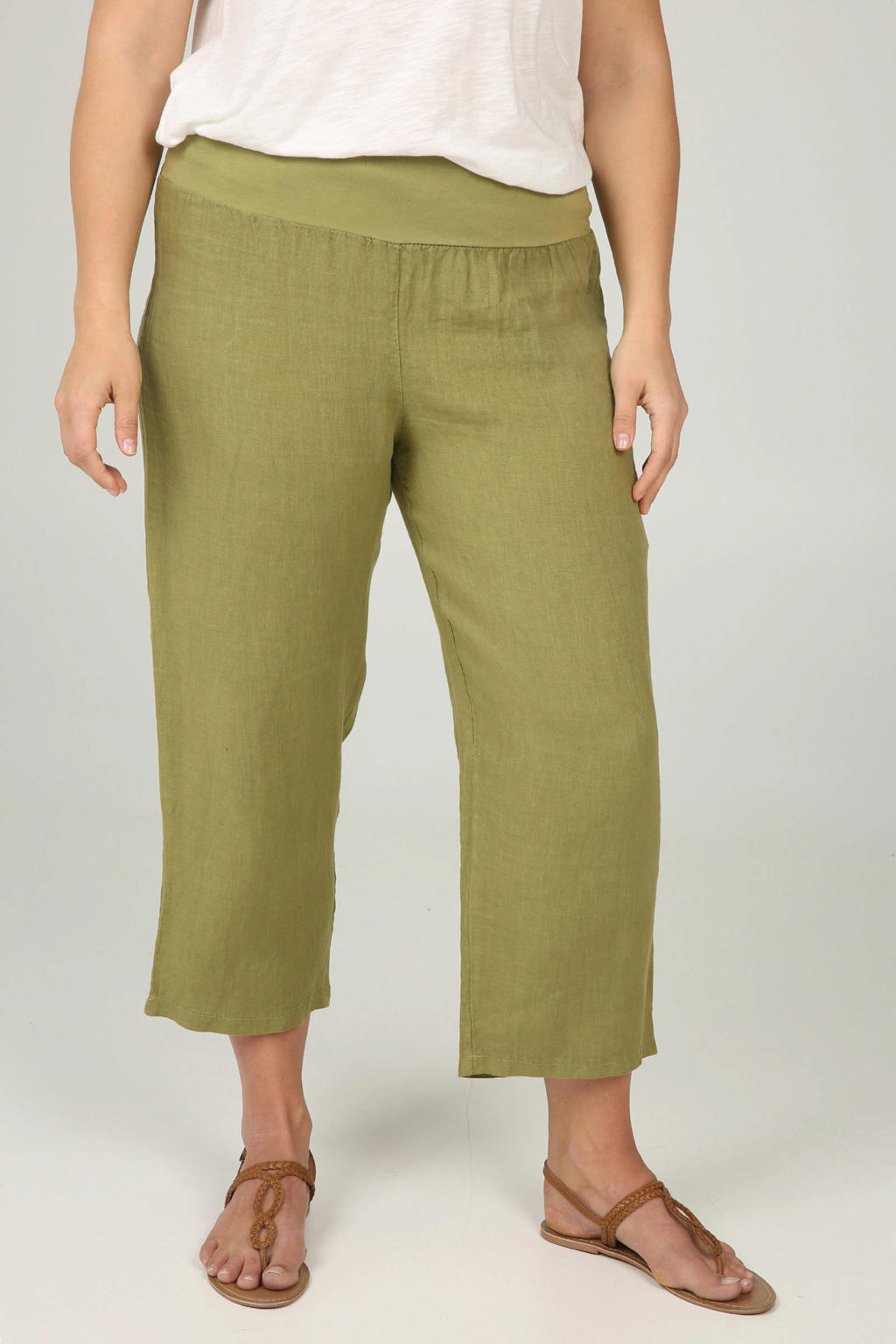 Paprika linnen capri olijfgroen | wehkamp
