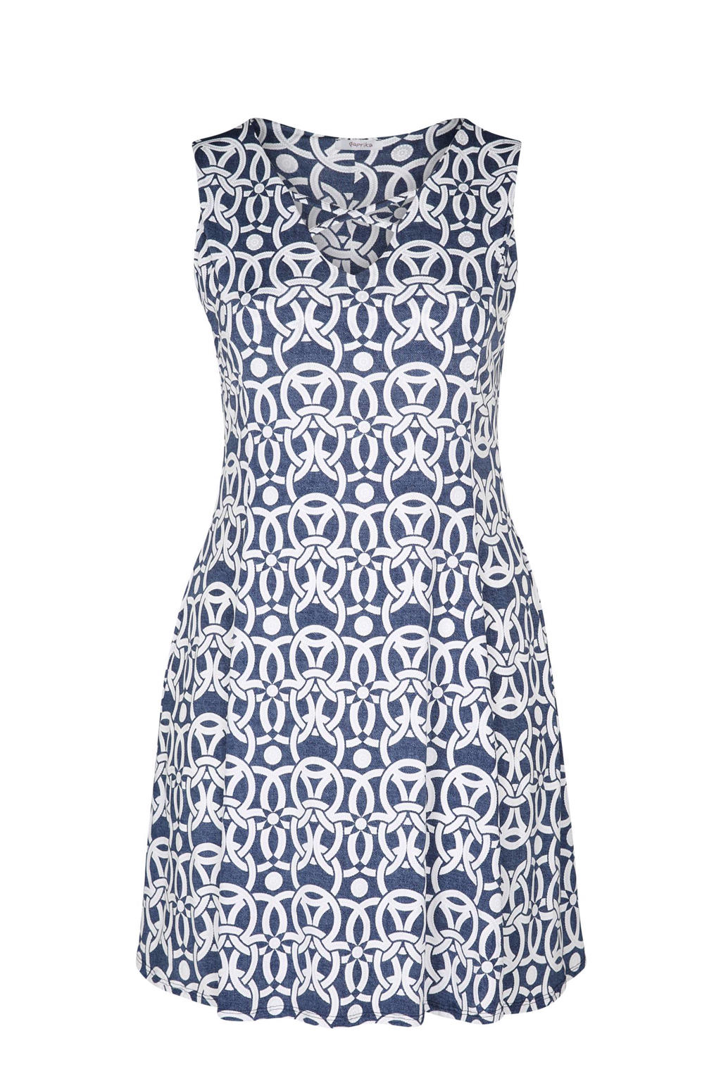 Paprika jurk met all over print blauw | wehkamp