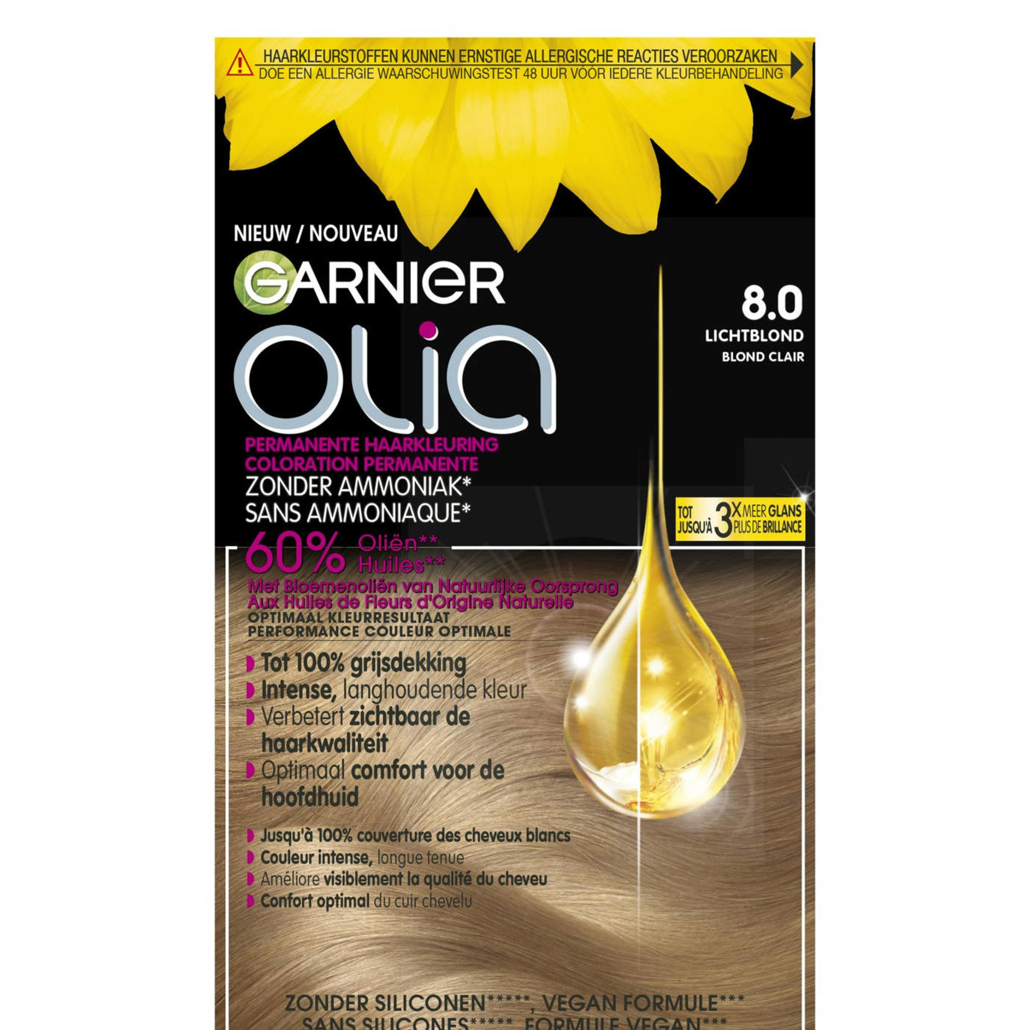 Garnier Olia haarkleuring - 8.0 Lichtblond | wehkamp