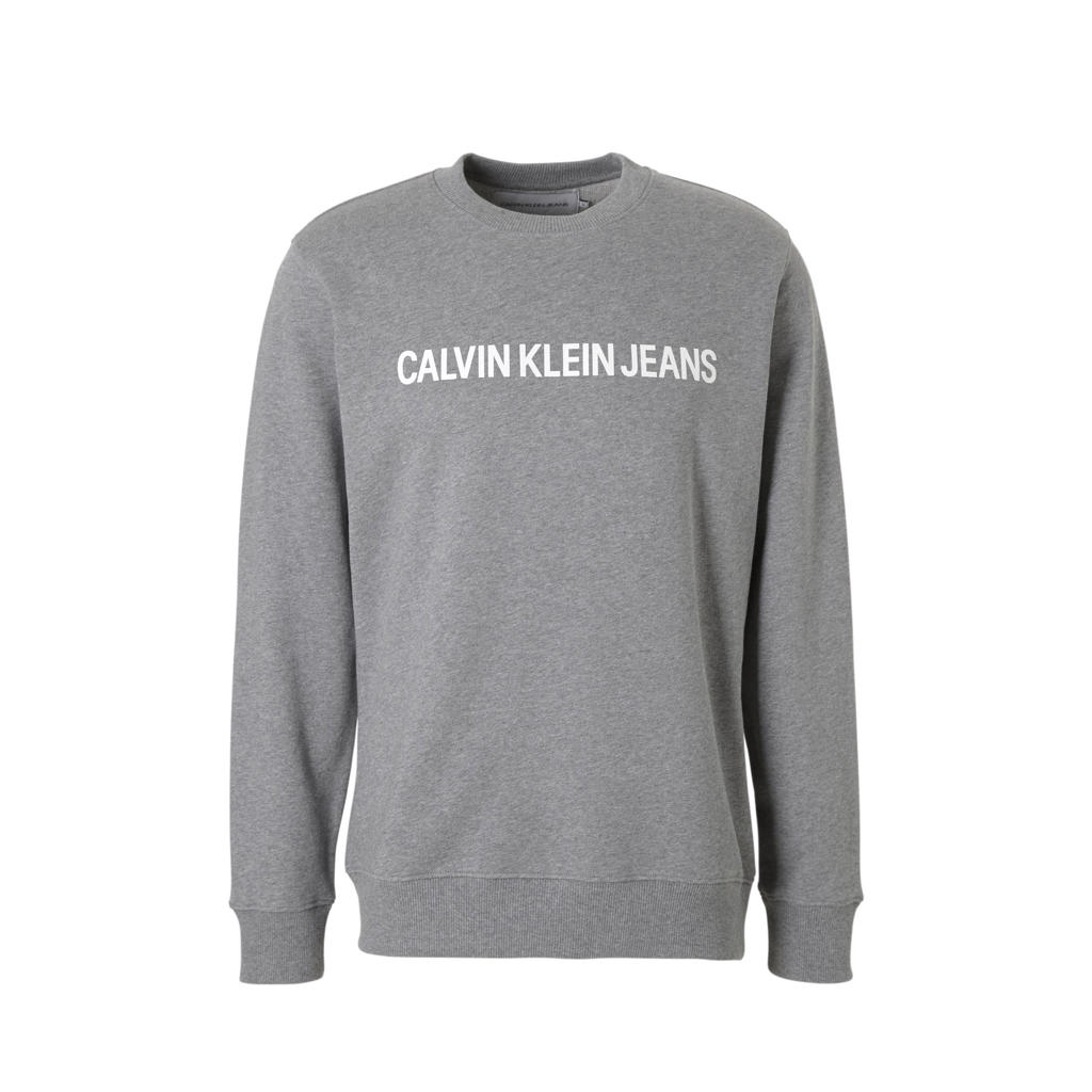 CALVIN KLEIN JEANS sweater met logo grijs melee | wehkamp
