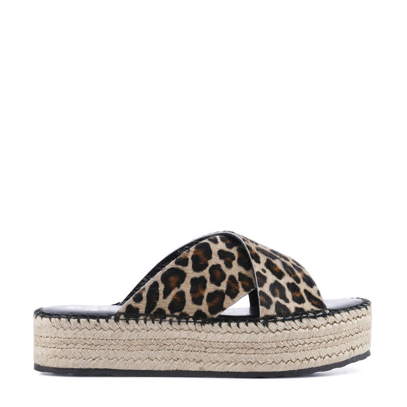 Fred de la Bretoniere leren slippers met luipaardprint | wehkamp