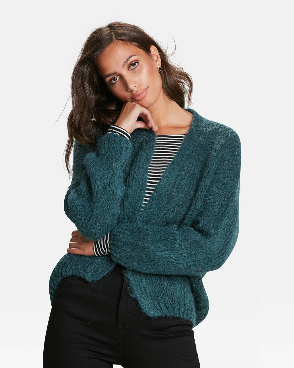 WE Fashion vest met wol petrol | wehkamp