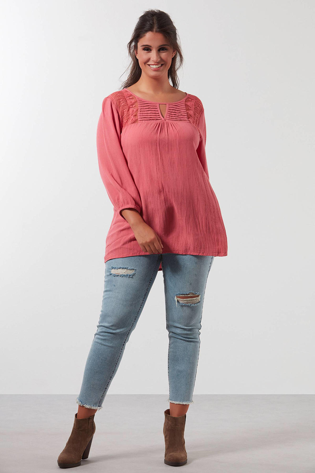 MS Mode top met open detail roze | wehkamp