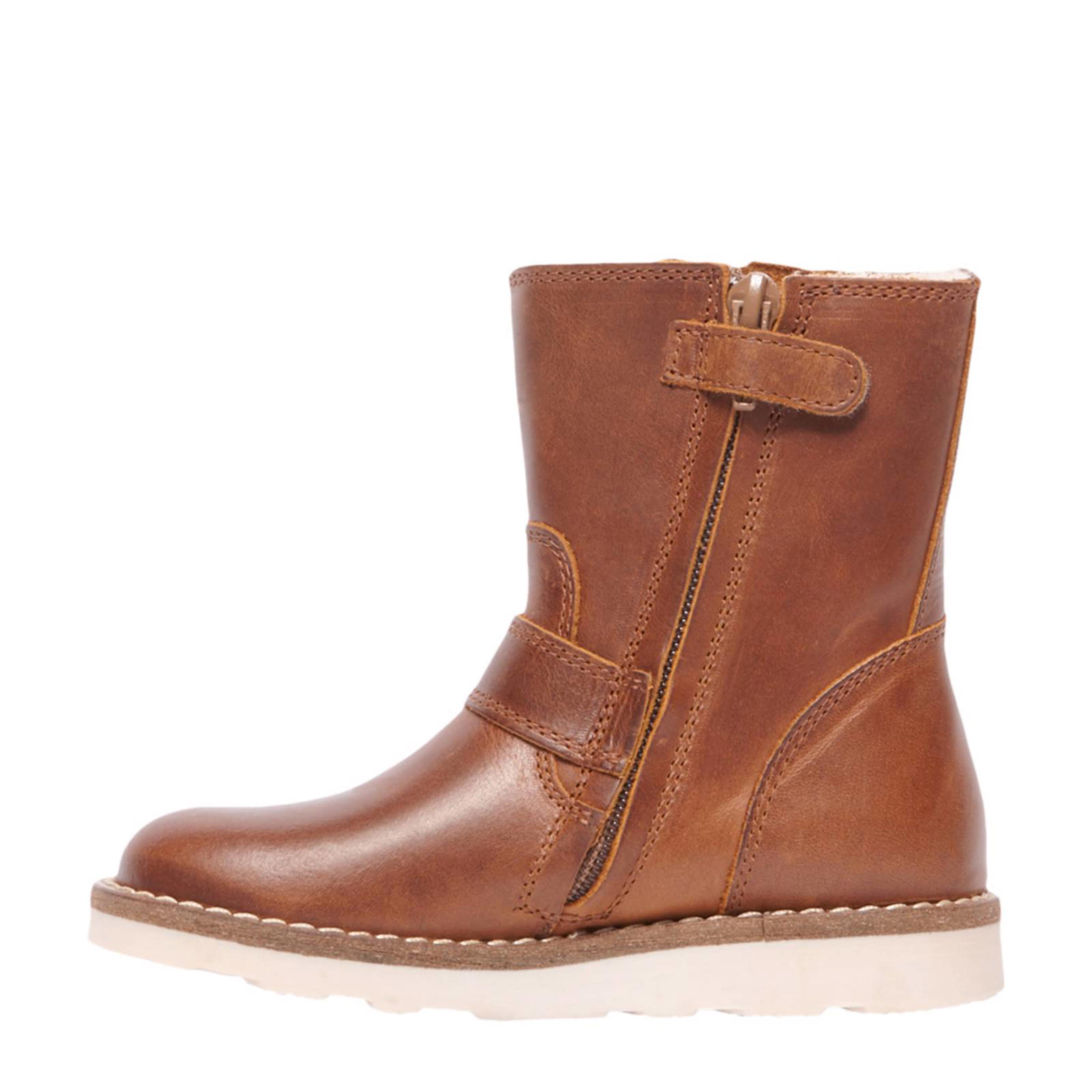 vanHaren Bobbi-Shoes leren enkelboots bruin | wehkamp