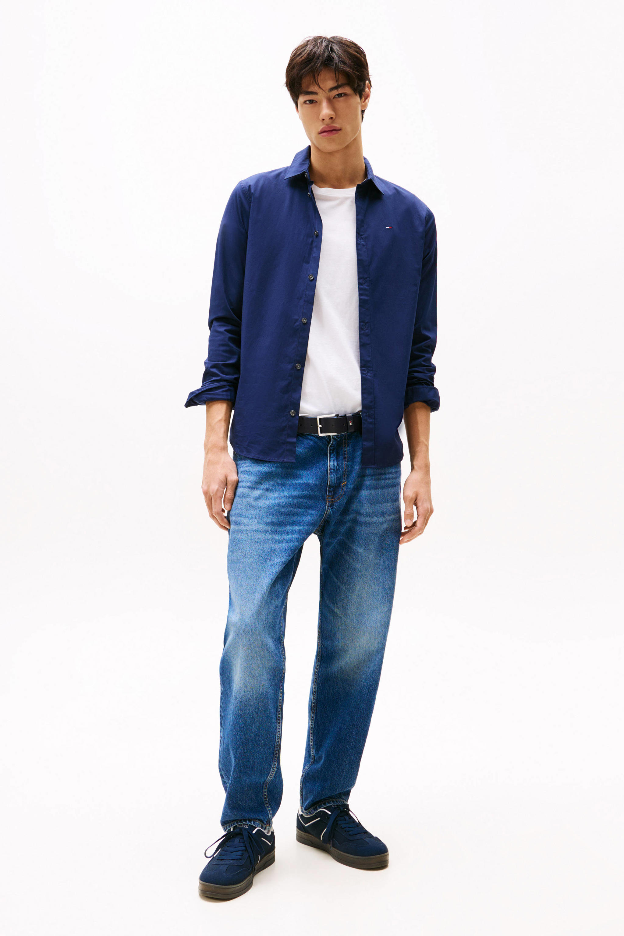 Tommy Jeans slim fit overhemd black iris | wehkamp