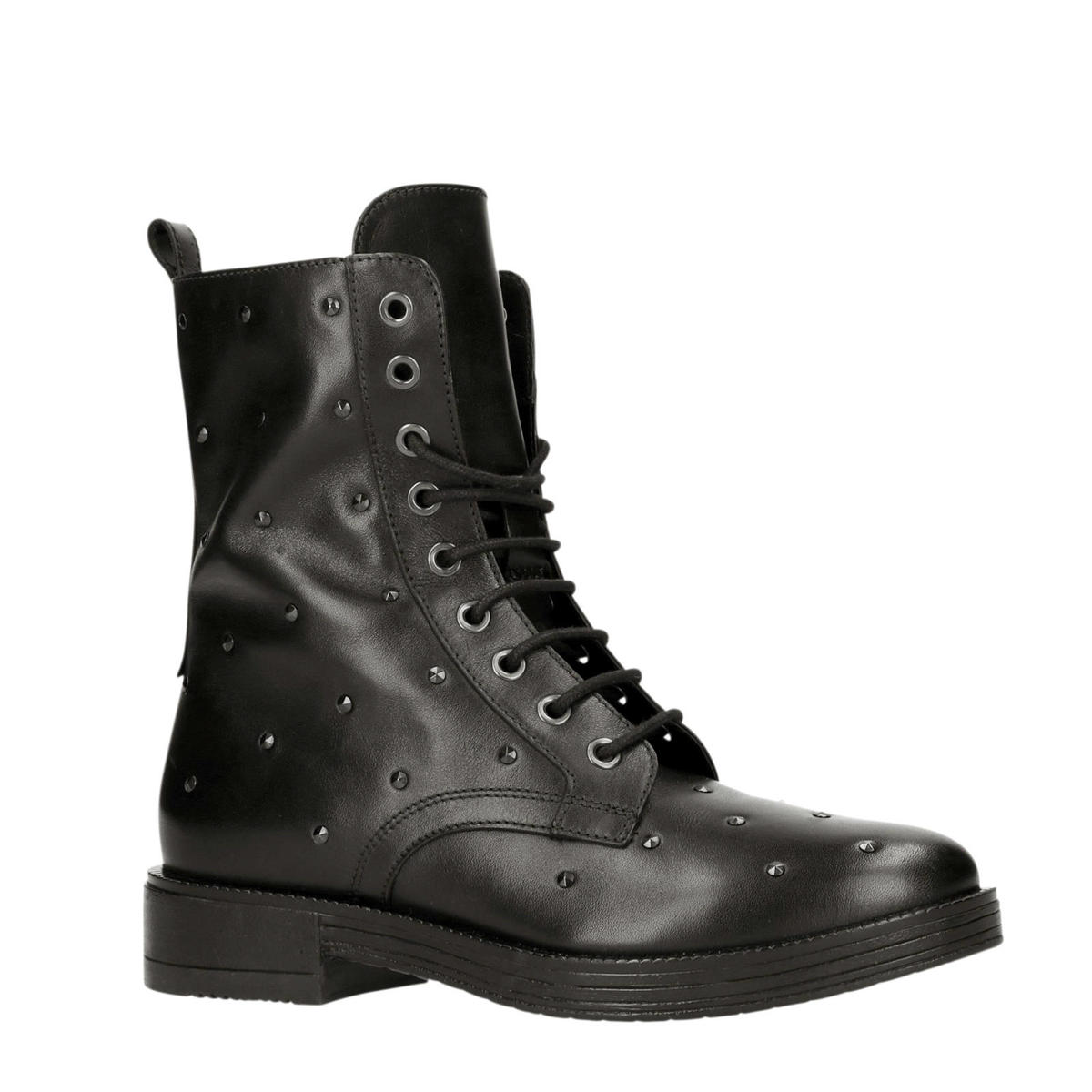 Manfield leren veterboots met studs | wehkamp