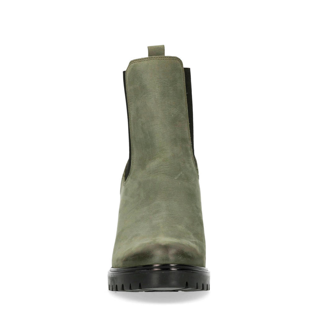 Manfield leren chelsea boots groen | wehkamp