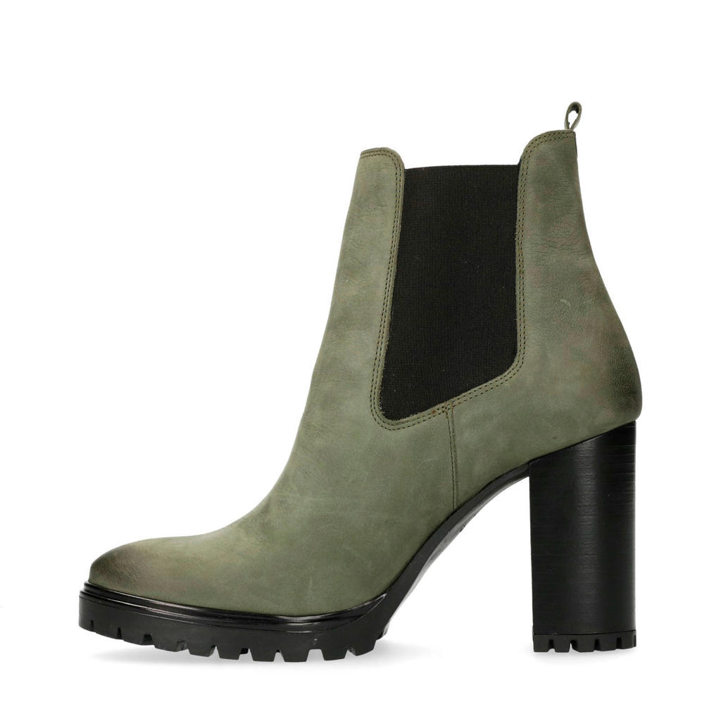 Manfield leren chelsea boots groen | wehkamp