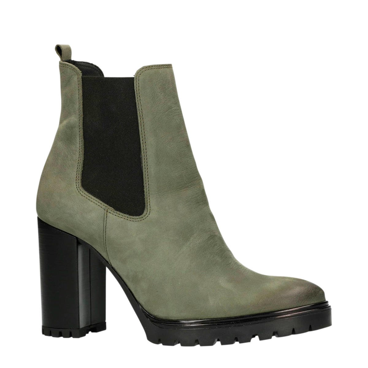Manfield leren chelsea boots groen | wehkamp