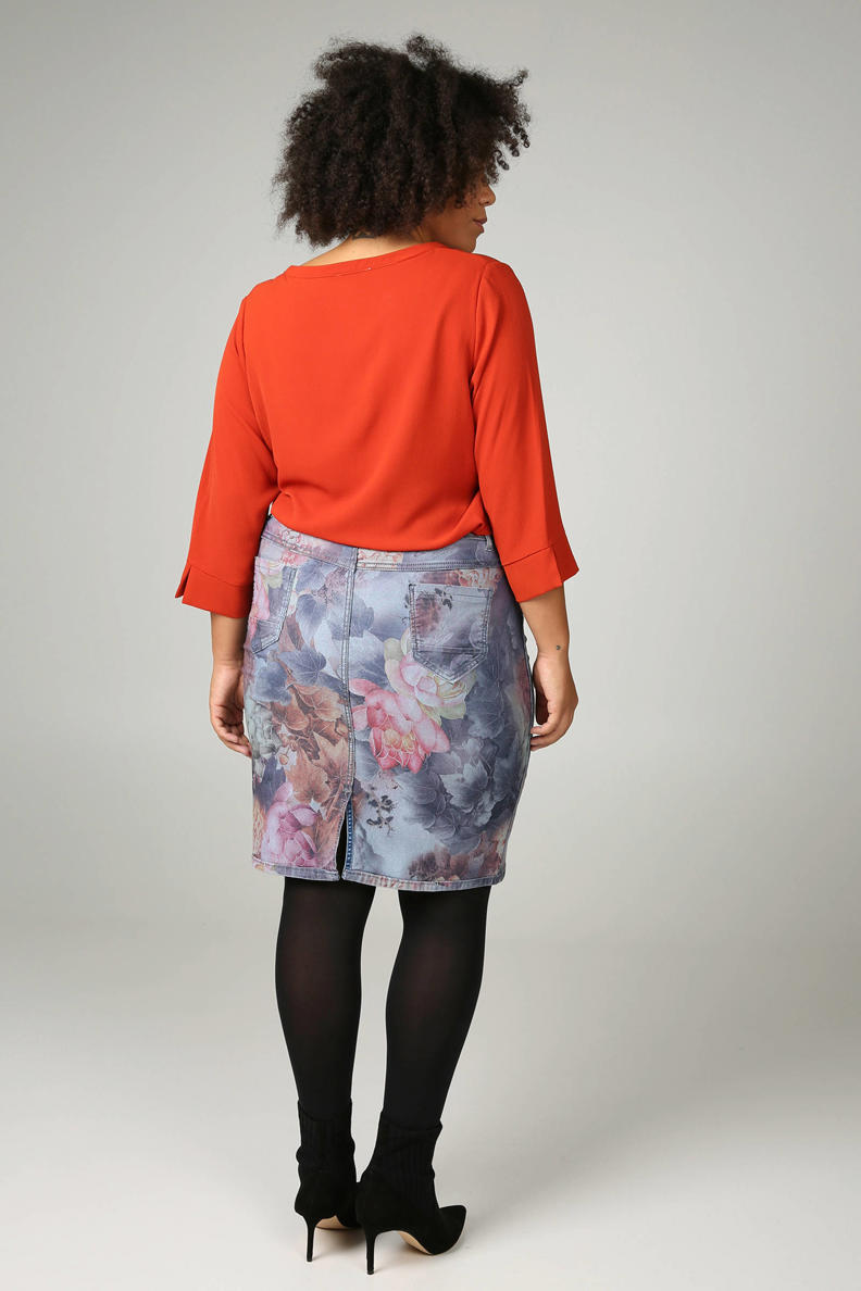 Paprika gebloemde rok blauw/meerkleurig | wehkamp