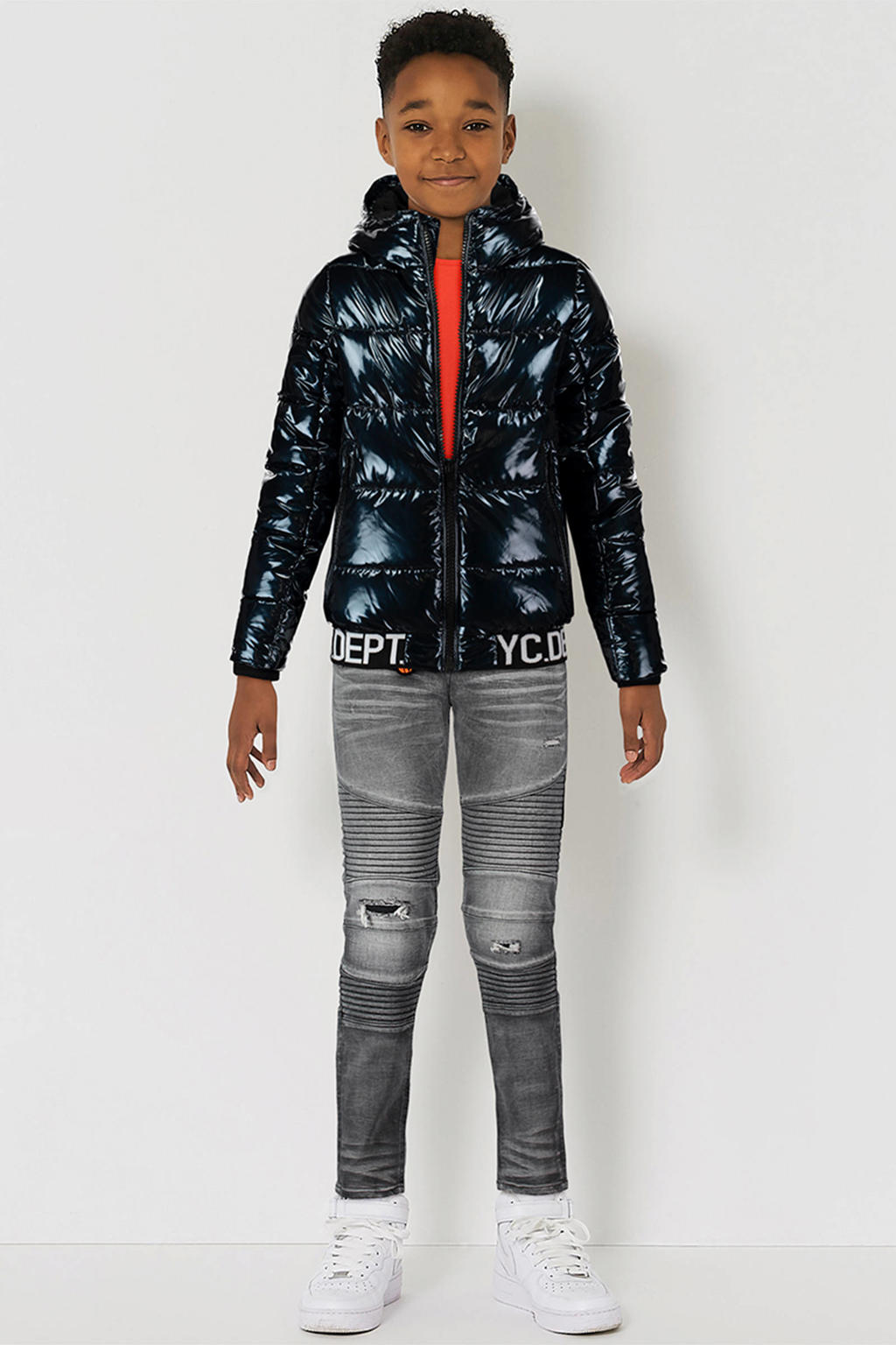 Coolcat winterjas Kausion met tekstboorden marine | wehkamp