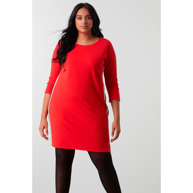 MS Mode jurk met zijstreep rood | wehkamp