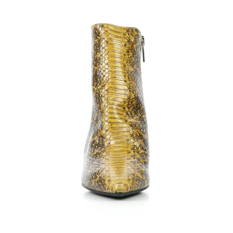 leren enkellaarzen met slangenprint geel | wehkamp