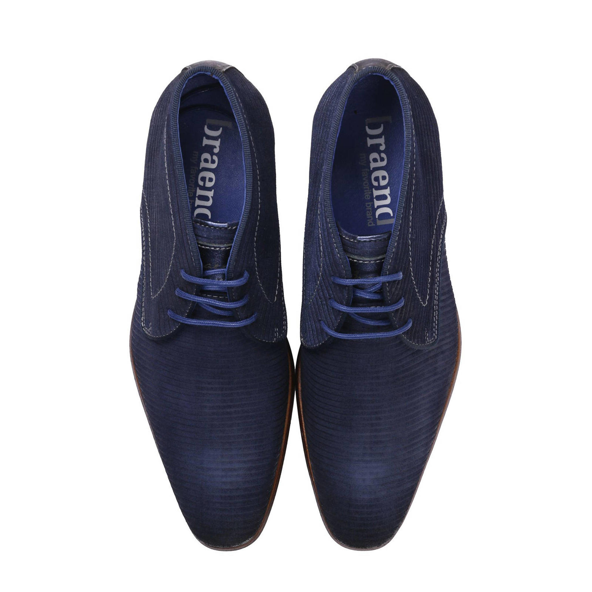 Braend suède veterschoenen donkerblauw | wehkamp