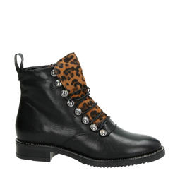 Mjus leren veterboots zwart | wehkamp