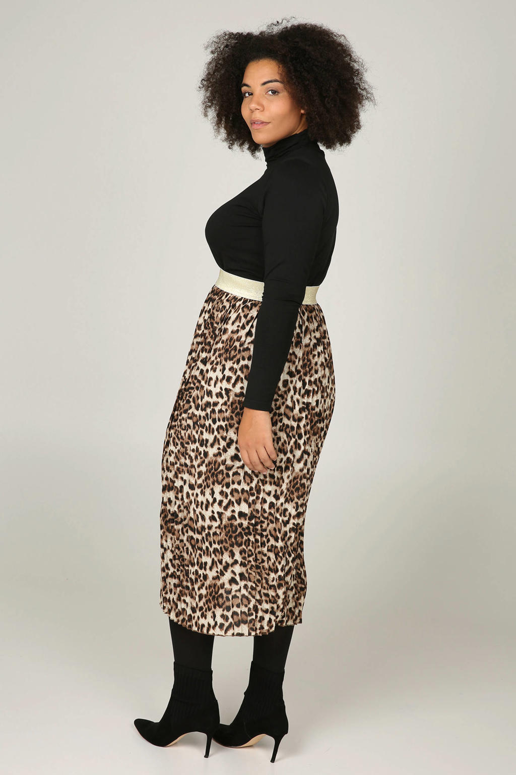 Paprika plissé rok met panterprint | wehkamp