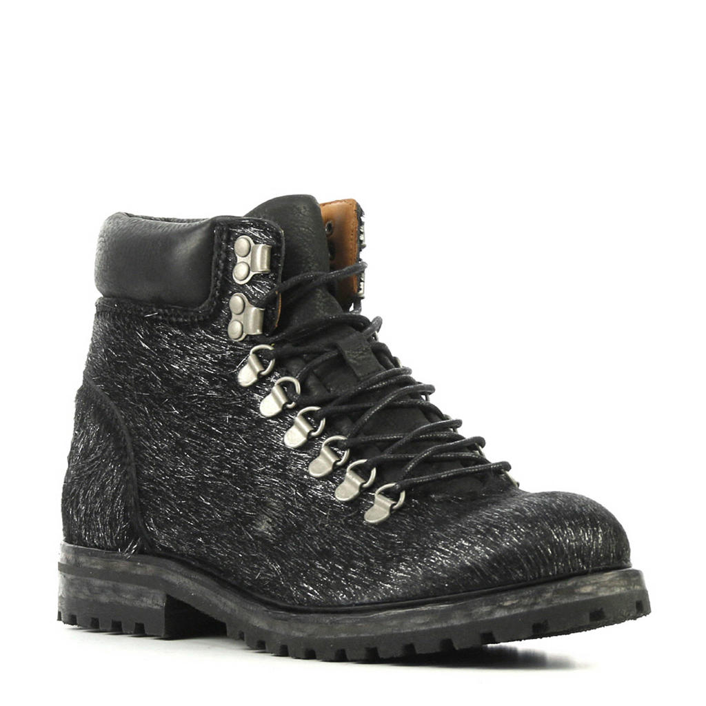 Michael Kors veterboots zwart met ponyhair | wehkamp