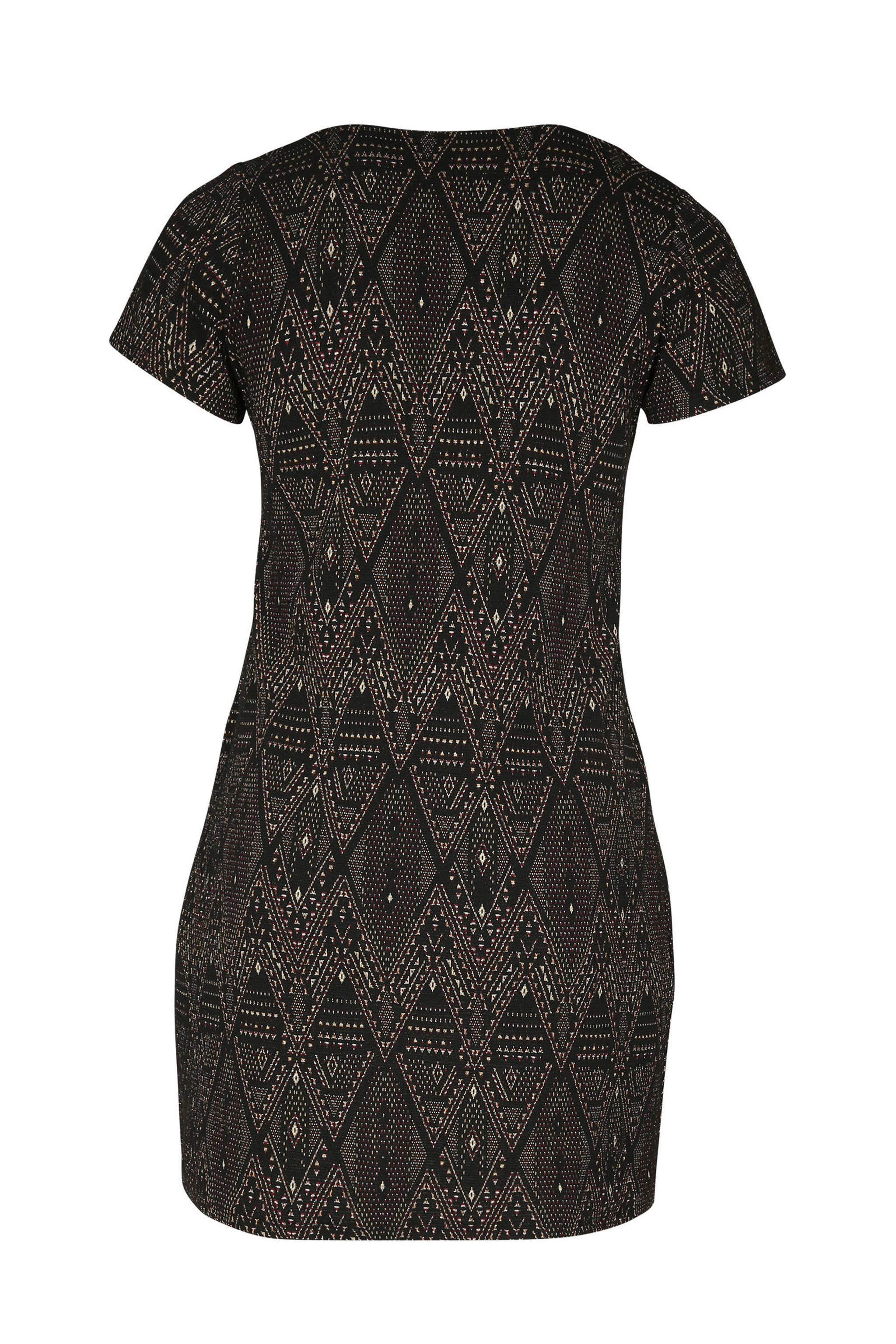 Paprika jersey jurk met jacquard zwart | wehkamp