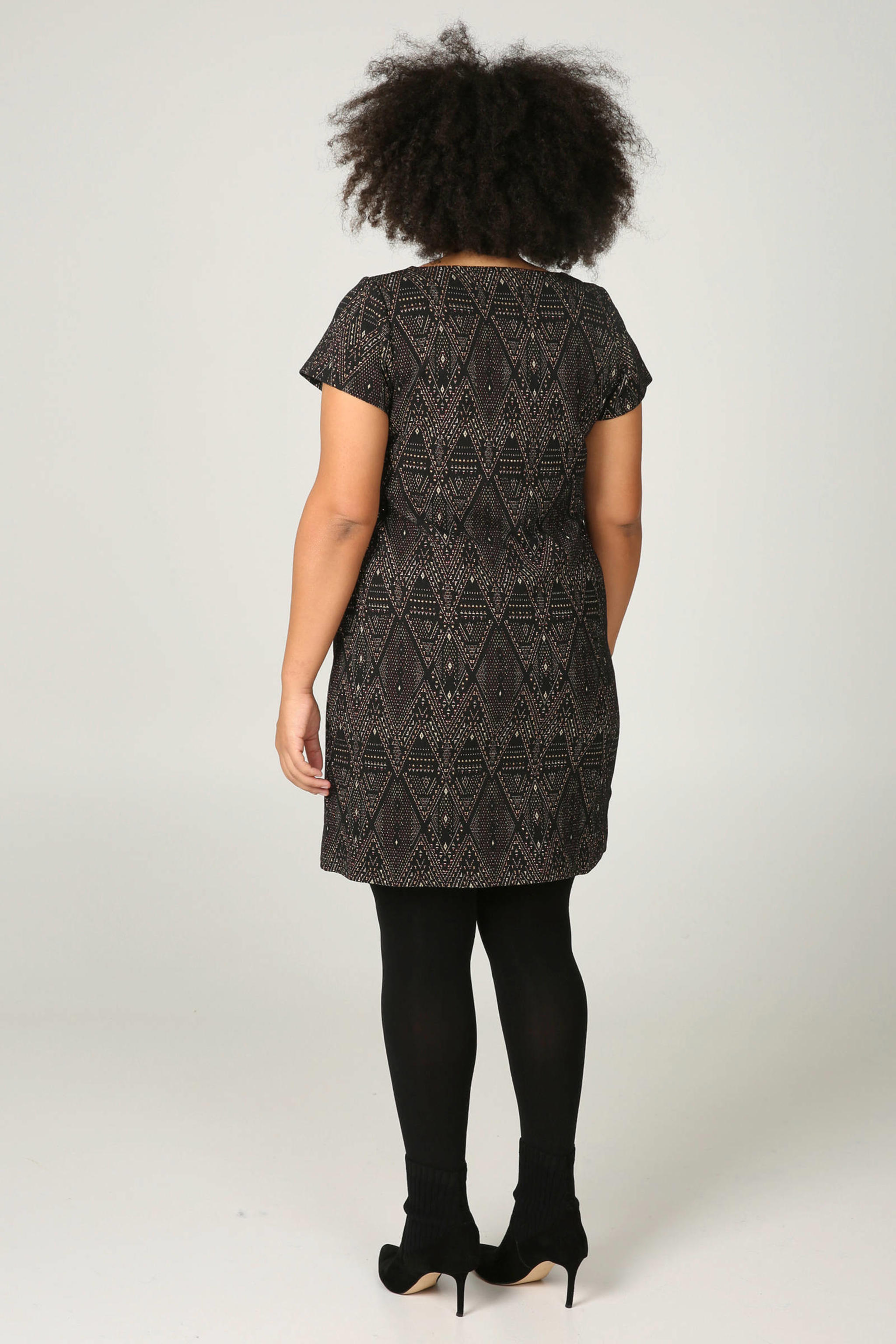 Paprika jersey jurk met jacquard zwart | wehkamp