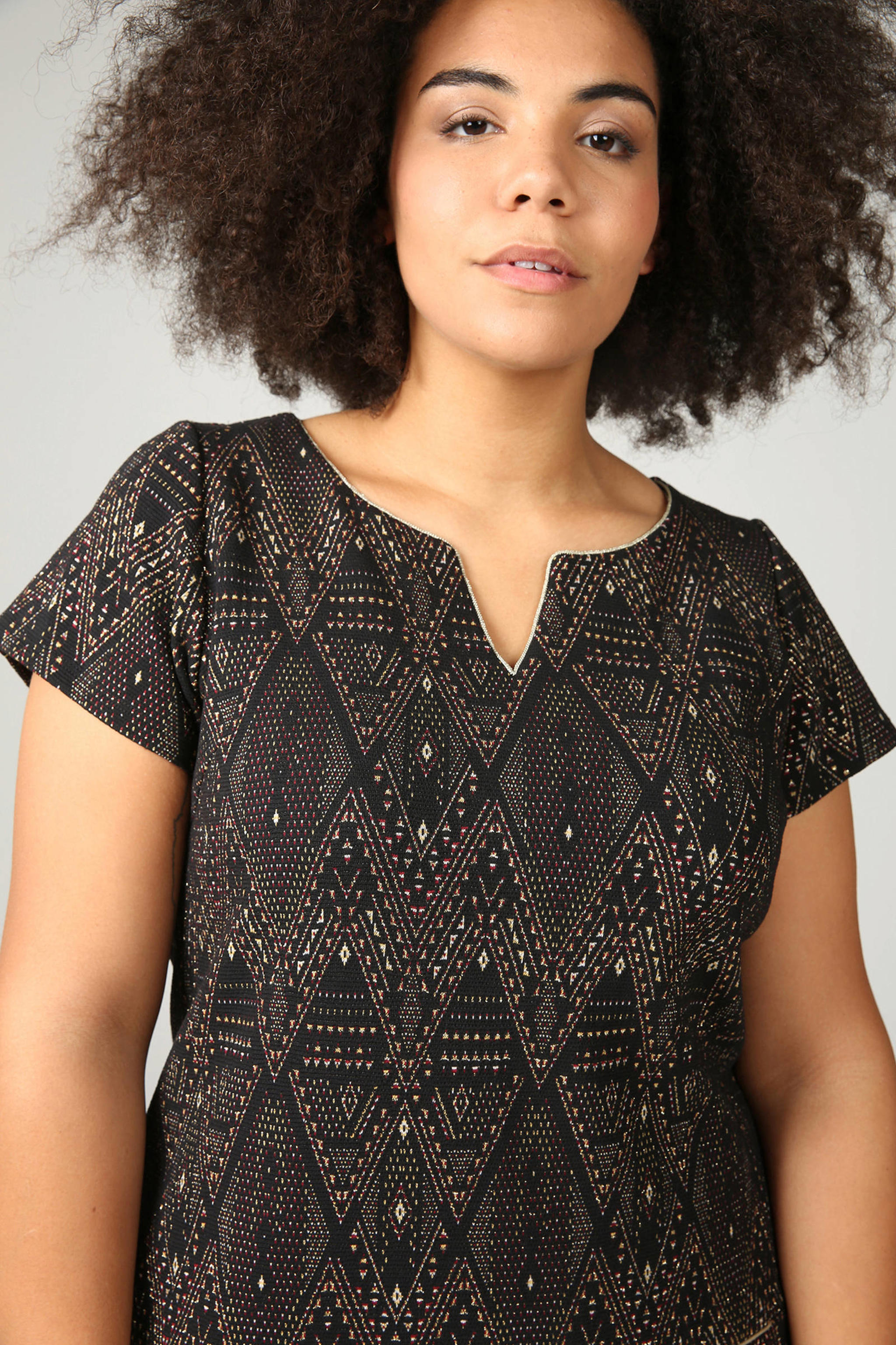 Paprika jersey jurk met jacquard zwart | wehkamp