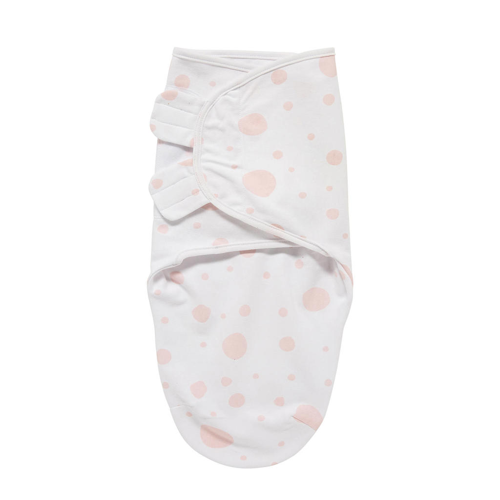 Meyco Dots inbakerdoek 4-6 mnd wit/lichtroze | wehkamp