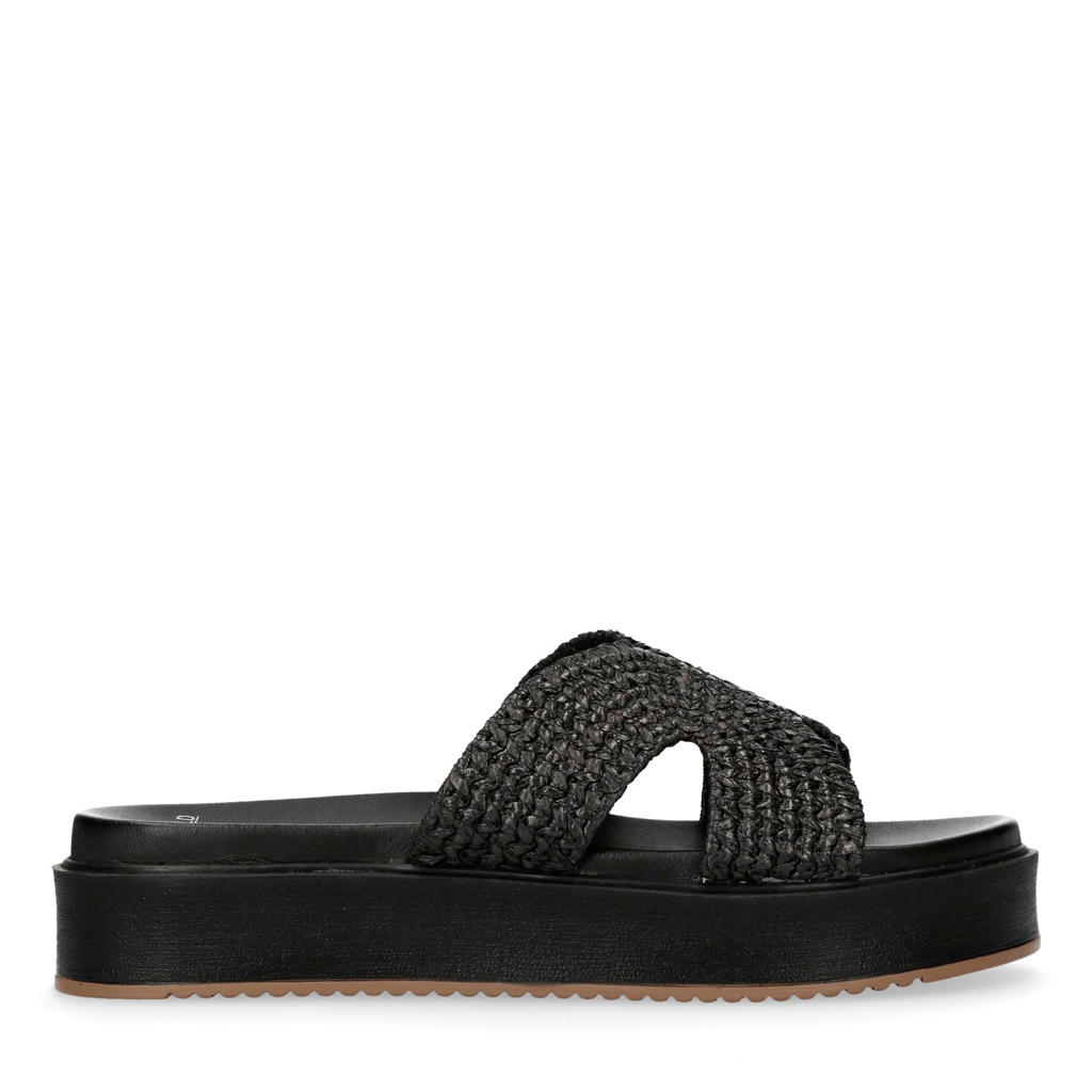 Manfield plateau slippers zwart | wehkamp