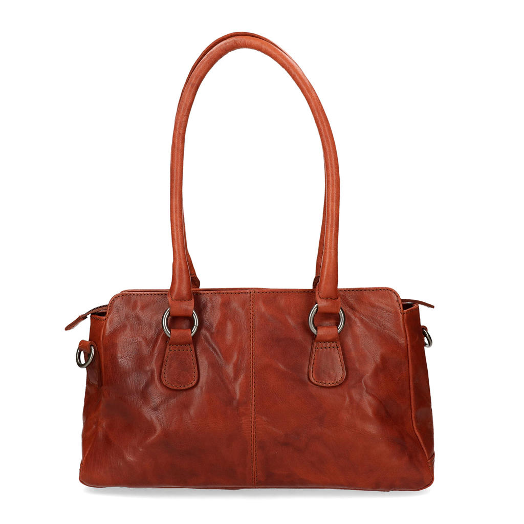 Manfield leren handtas cognac | wehkamp