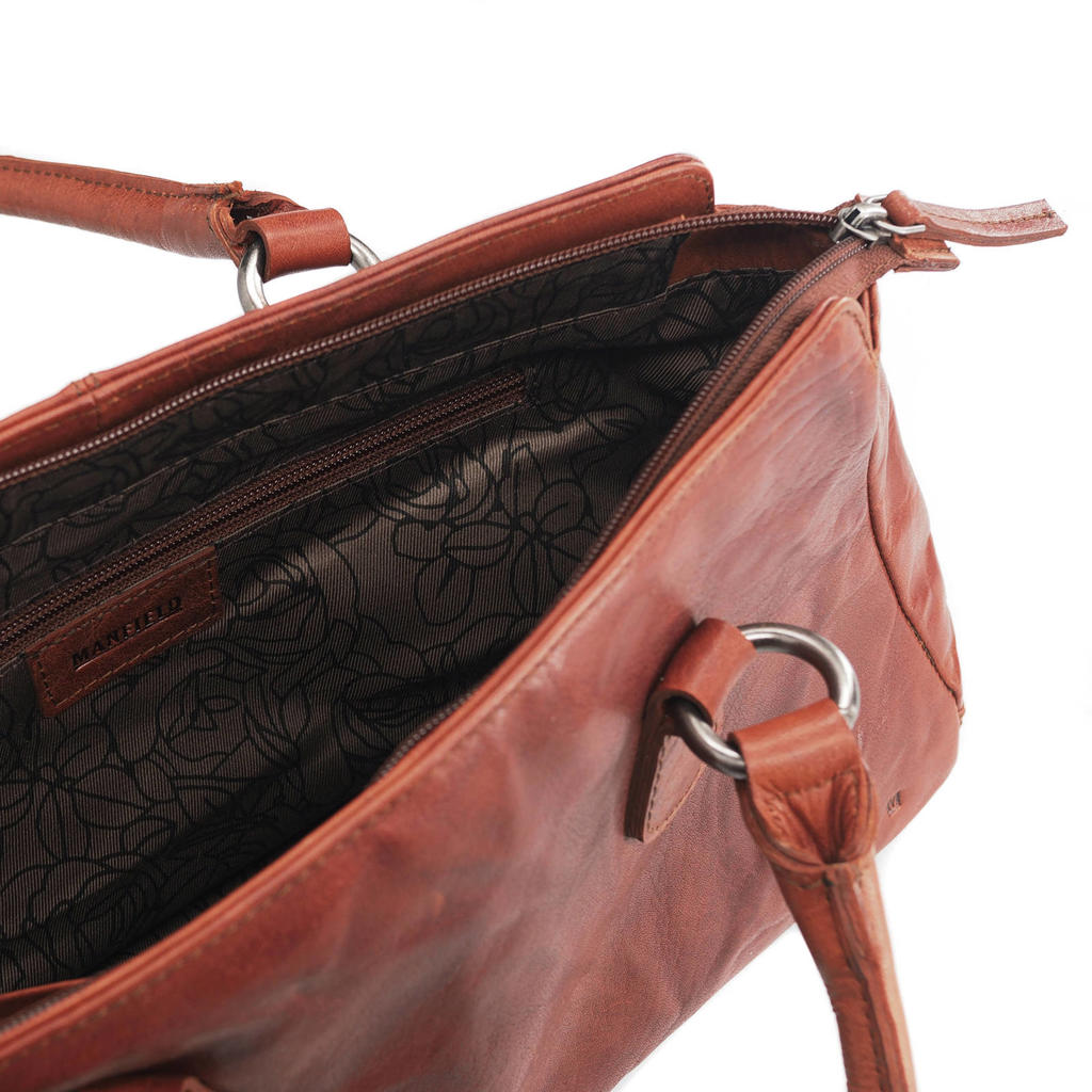 Manfield leren handtas cognac | wehkamp
