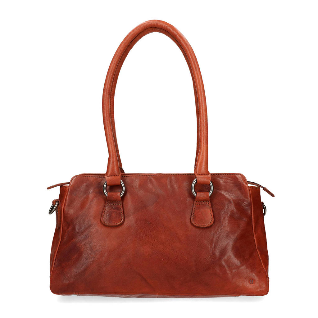 Manfield leren handtas cognac | wehkamp