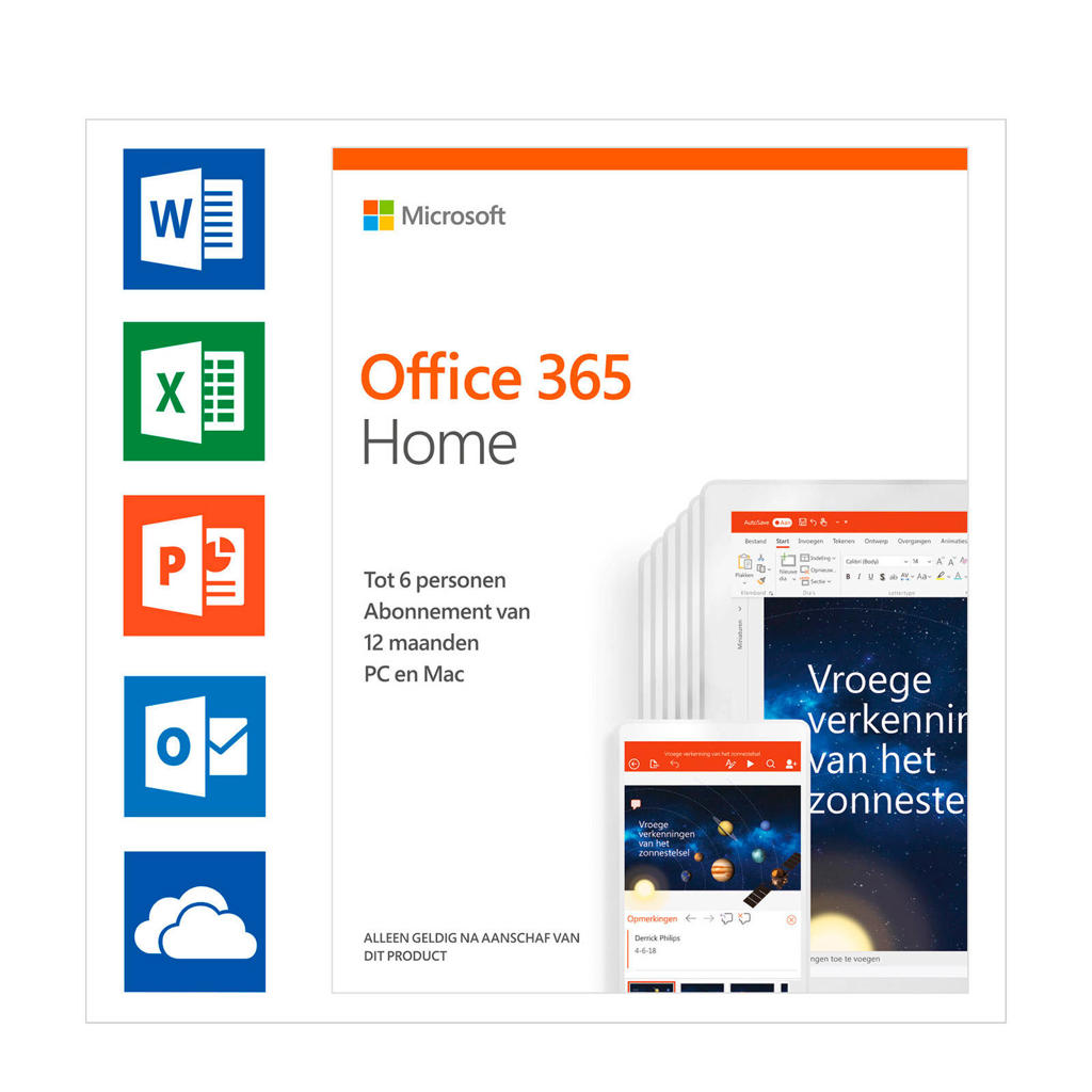Microsoft Office 365 Home 1 jaar | wehkamp