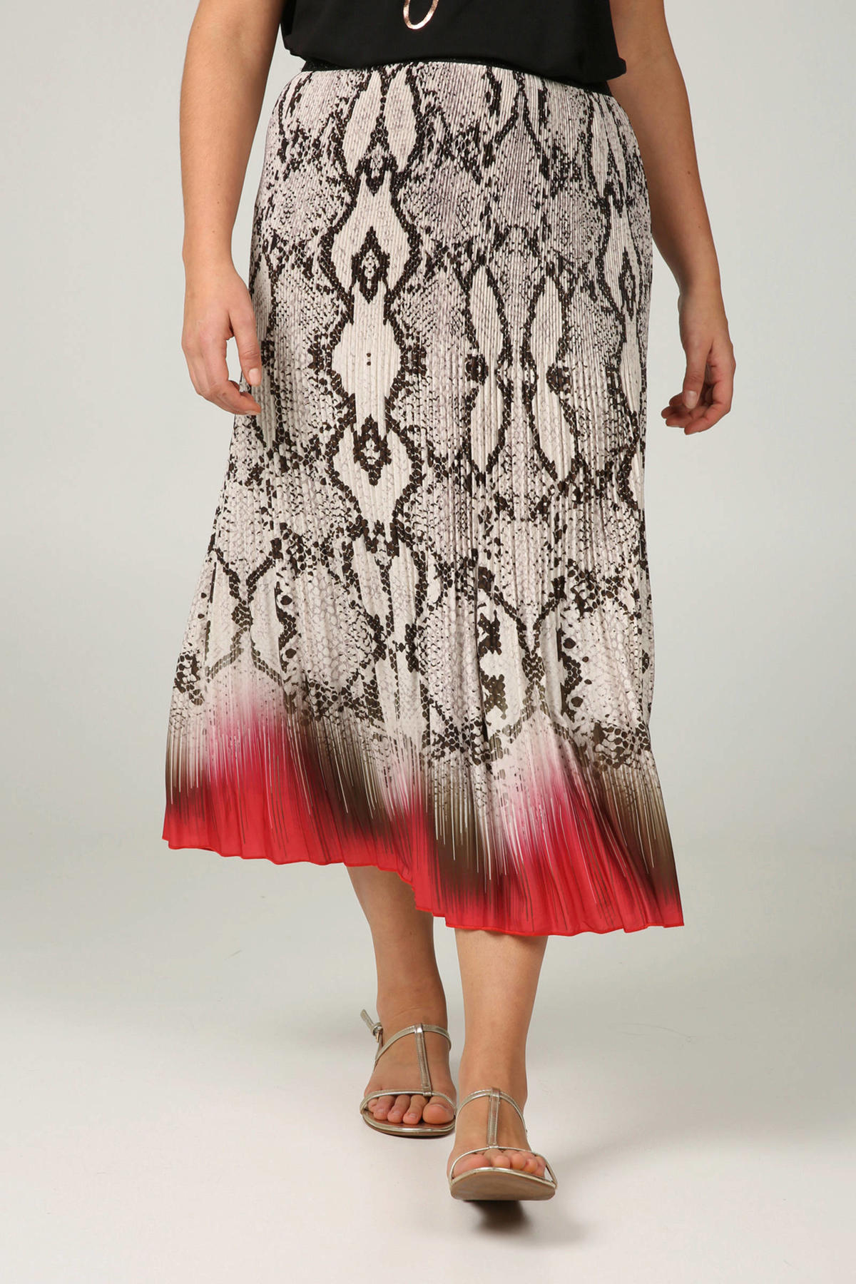 Paprika plissé rok met slangen print | wehkamp