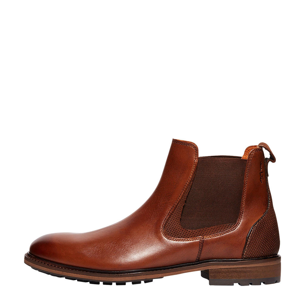 Van Lier leren chelsea boots cognac | wehkamp