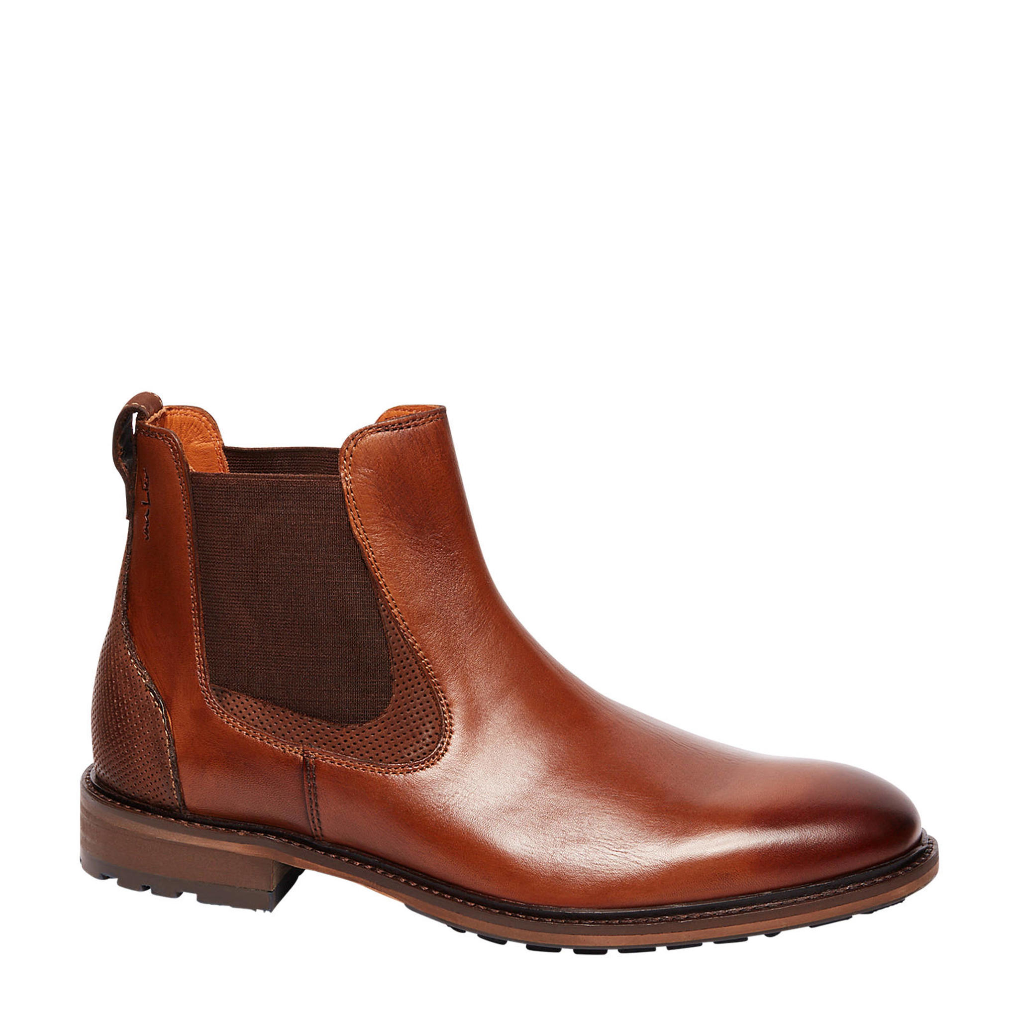 Van Lier leren chelsea boots cognac | wehkamp