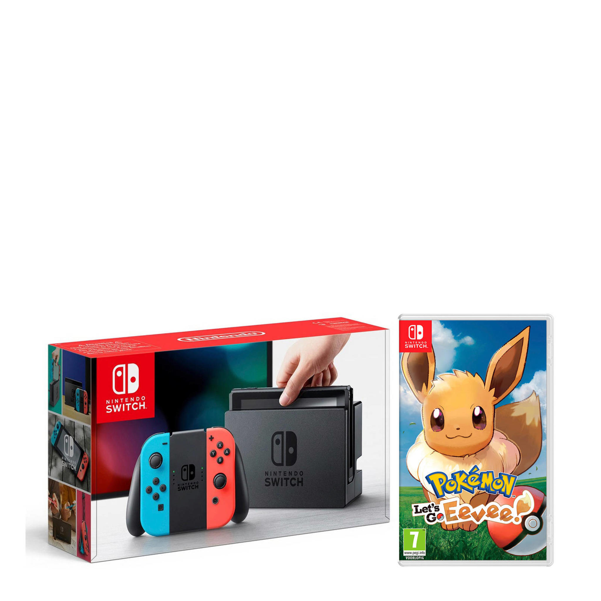 Nintendo Switch blauw/rood + Pokémon: Let’s Go, Eevee! | wehkamp