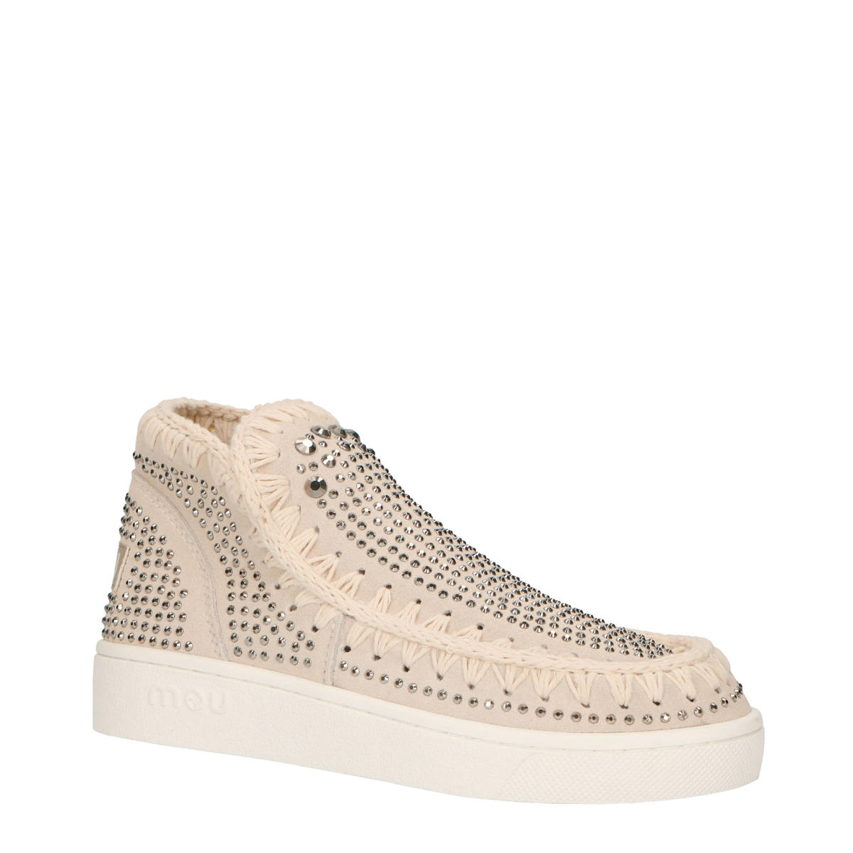 Mou low-cut suède sneakers beige | wehkamp