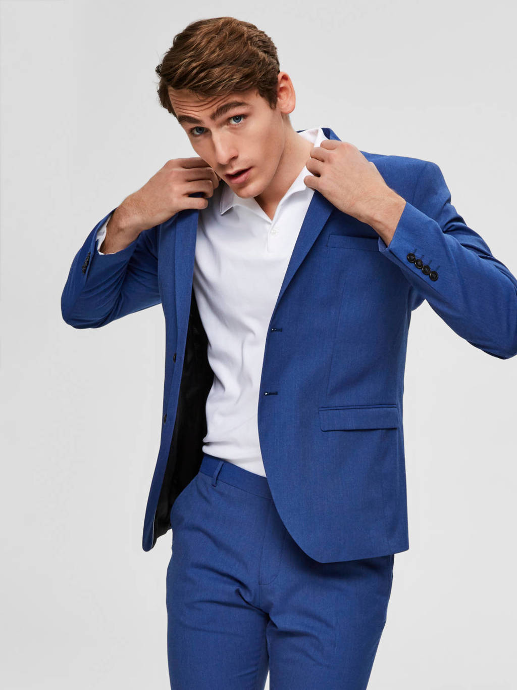 SELECTED HOMME slim fit colbert blauw | wehkamp