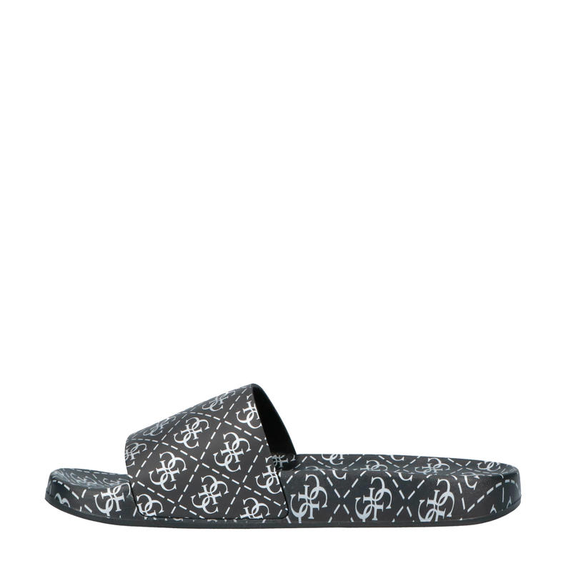 GUESS slippers zwart/zilver | wehkamp