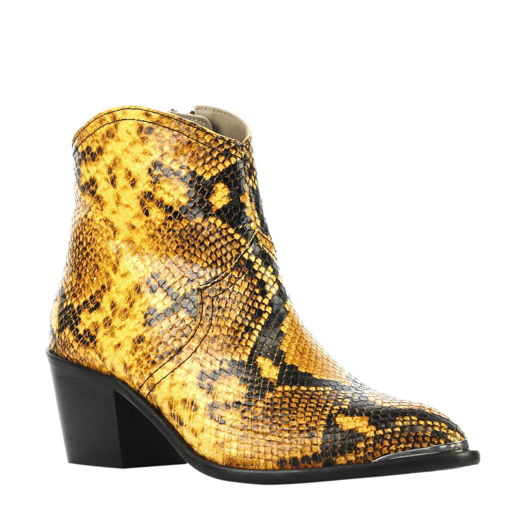 Toral leren cowboy laarzen met slangenprint geel | wehkamp