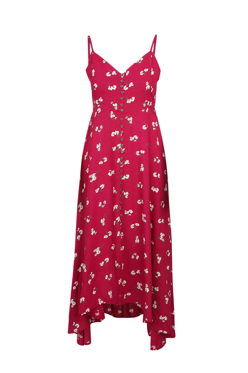Cassis gebloemde jurk framboos | wehkamp