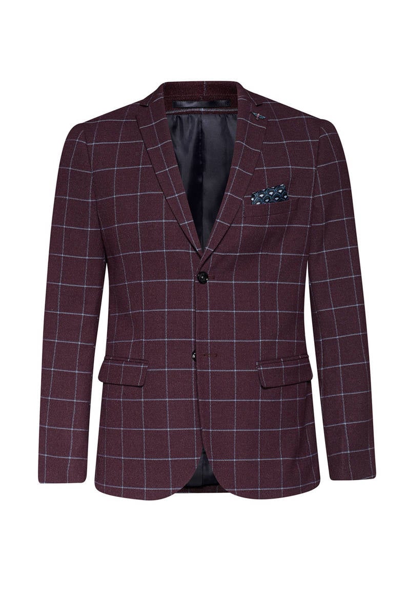 WE Fashion geruit slim fit colbert rood | wehkamp