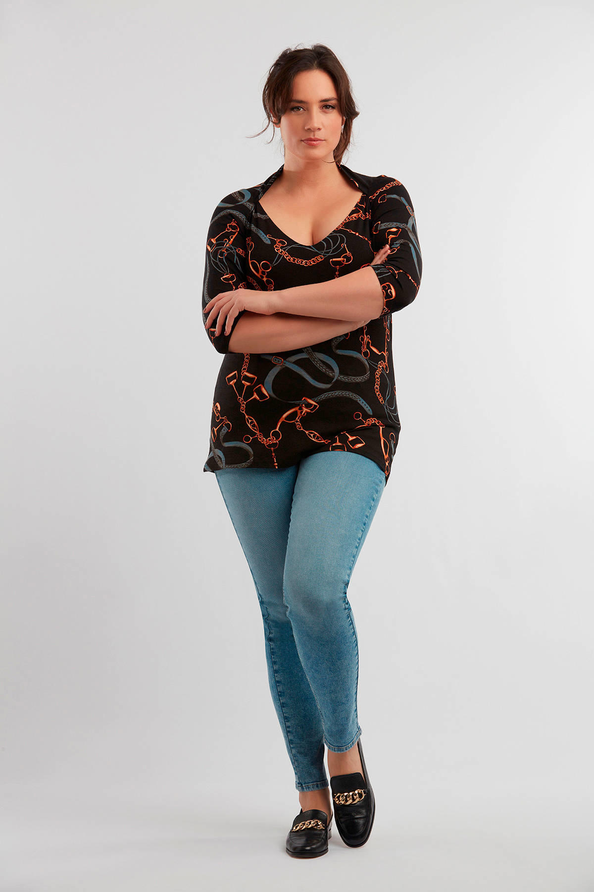 MS Mode top met all over print en open detail zwart | wehkamp